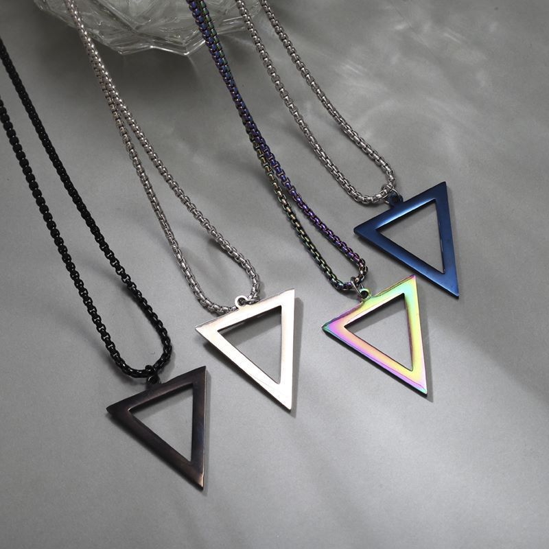 Stainless Steel Inverted Triangle Pendant Chain Power Necklace for Men ...